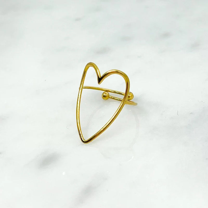 Grote open hart ring